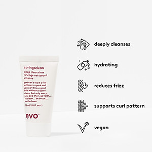 EVO Springsclean Shampoo - Deep Cleansing & Gentle Moisturizing - For Natural Shiny Soft Curly & Wavy Hair - Travel Size, 30ml / 1.01fl.oz