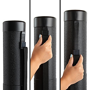 Juvale Poster Tube with Strap, Black Expandable Storage Tube, Holder, Container for Posters, Blueprints, Artwork, Map (30 to 49 Inches)