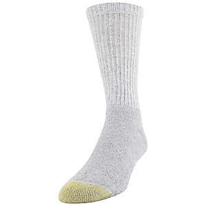 GOLDTOE Men's 656S Cotton Crew Athletic Socks, Multipairs, Grey Heather (6-Pairs), Large