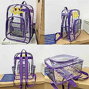 Arisaniasion Custom 3PCS Clear Backpack, Custom Name See Through Bookbags Transparent Backpack, Lunch Box Bag and Penecil Case Set(#2Black-3Pcs)