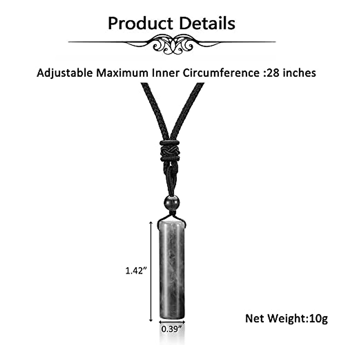 Top Plaza 2 Pcs Amethyst Black Obsidian Healing Crystal Stone Necklaces for Men Women Cylindrical Pendant Amulet Protection Necklaces Adjustable Braided Cord Natural Quartz Gemstone Necklace Jewelry