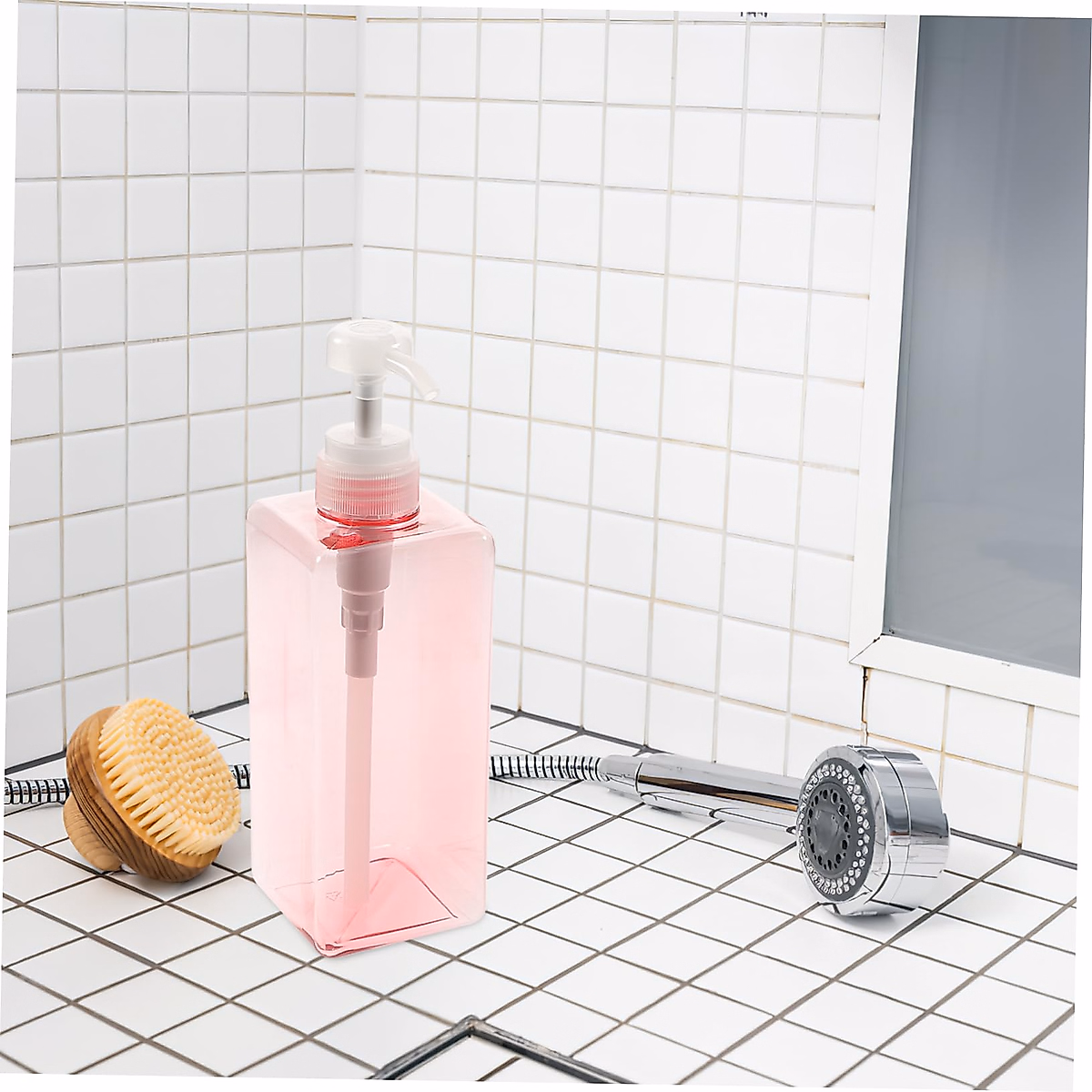 FELTECHELECTR Refillable Pump Bottle Square Liquid Dispenser for Shampoo Body Wash Face Wash Lotion and Liquid Soap for Bathroom and Shower Use