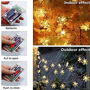 MILEXING Christmas Lights, Snowflake String Lights 19.6 ft 40 LED Fairy Lights Battery Operated Waterproof for Xmas Garden Patio Bedroom Party Decor Indoor Outdoor Celebration Lighting (Warm Color)