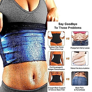REMEBSWEAT Waist Trimmer for Women, Waist Trainer Sauna Belt, Neoprene-free Waist Cincher, Sauna Slimming Belt Blue