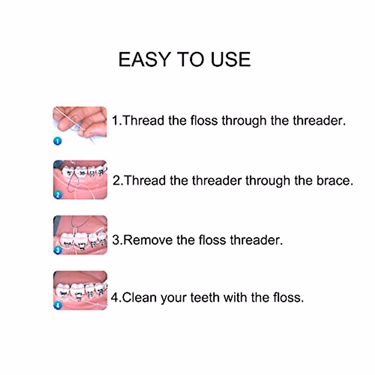 FreshDear Floss Threaders for Braces, Bridges, and Implants, Green 100 Counts and Blue 100 Counts (Pack of 4, Total 200 Counts)