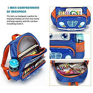 Russel Molly Personalized 3D-cartoon Bus Kids Preschool Backpack - Kindergarten Backpack for Boys, Small Bookbag for Toddlers (Ages 3-6)
