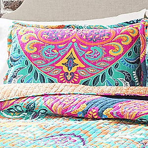 Lush Decor Boho Chic Reversible 3 Piece Quilt Bedding Set - Turquoise/Navy - King