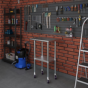 18" X 24" AmGood Stainless Steel Work Table with Wheels | Metal Mobile Table | Food Prep