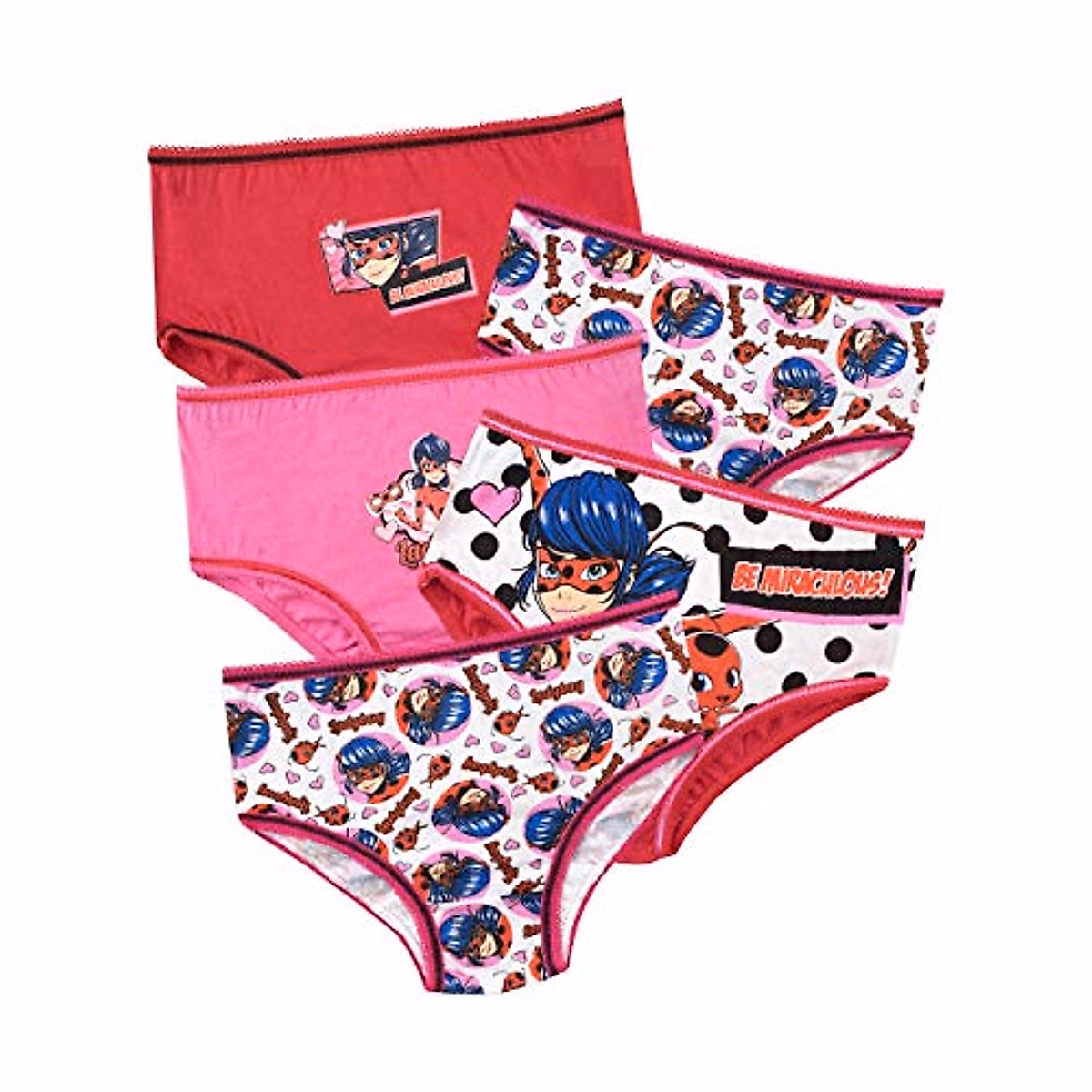 Miraculous Girls' Ladybug Underwear Pack of 5 Size 10 Multicolored