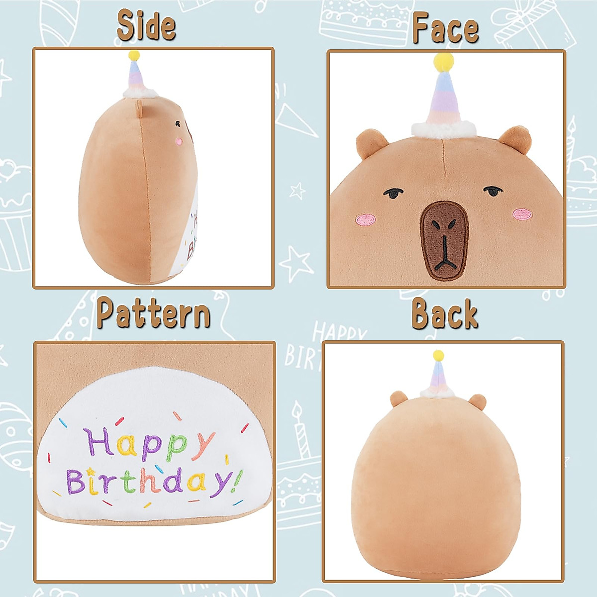 Happy Birthday Plush Pillow, Fun Birthday Plush 10 Inches, Soft Creative Animal Plush Decoration, Suitable as a Surprise Birthday Gift for Boys and Girls (Happy Birthday Dolphin, Small)