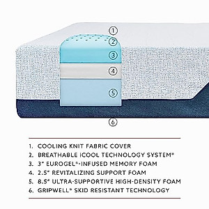 SWISSLUX 14-Inch Queen Size Mattress, iCOOL Tech and Cooling Gel Infused Medium Plush Memory Foam Mattress, CertiPUR-US Certified, Bed-in-a-Box, White, Queen Size (80" L x 60" W x 14" H)