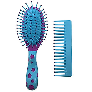 Scunci 2-Piece Girl Set Cushion Brush and Comb in Assorted Colors (1-Pack)