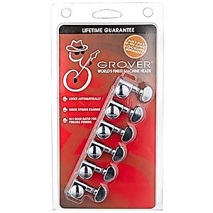 Grover 406C6 Rotomatic Mini 6 in Line Self Locking Machine Heads, Chrome