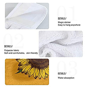 Cute Spring Sunflower Microfiber Hanging Kitchen Towels 2 Pack Rustic Valentine Quotes Floral Soft Hand Towel with Loop for Bathroom Kitchen Powder Room Oven Absorbent Washcloth