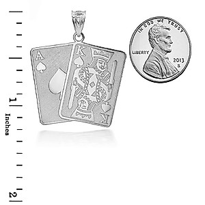 Fine 925 Sterling Silver Personalized Name Spade Ace and King Card/King of Spades Poker Card Pendant