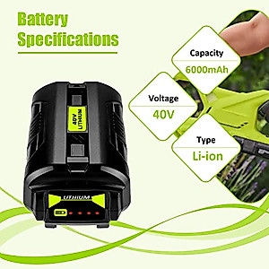 40V 6000mAh Replacement for Ryobi 40v Battery, Replacement for 6.0Ah 40v Ryobi Battery OP4015 OP4026 OP40201 OP40261 OP4030 OP4040 OP40401 OP4050 OP40501 OP40601 Fit for All Ryobi 40V HP Series Tools