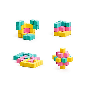 PIXIO Sweet - Tiny Magnetic Blocks Building Toy in The Pixel Art Style with Free App - 5/16" Plastic Cubes with 6 Magnets Inside - Open Ended Toy - Creativity Toy for Ages 6+ - 60pcs