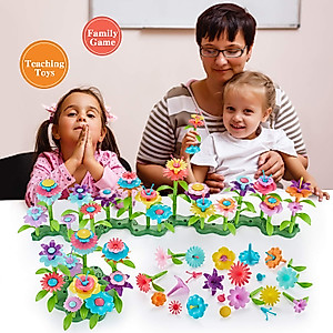 Bu-buildup BBU.01.002 Flower Building Toys, Garden Building Block, Pretend Gardening Toy, Creative Play Toy, 98 PCS Early Educational Toy, Build a Bouquet Floral Arrangement Playset for Kids 3 & Up