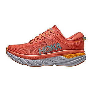HOKA ONE Women's Bondi 7 Running Shoe, Camellia/Coastal Shade, 9