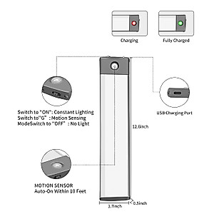LEPOTEC 54 LED Under Cabinet Light, Pantry Light, Camper/Caravan Light,2500mah Rechargeable Wireless Motion Sensor Closet Light, Ultra Thin, Glare-Free Lighting for Removable Anywhere （1 Pack）