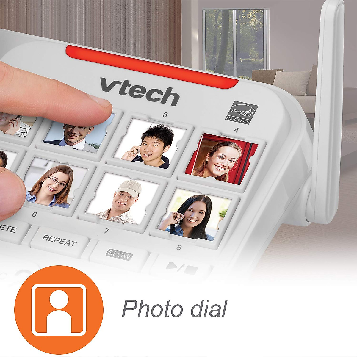 VTech SN5147 Amplified Corded/Cordless Senior Phone with Answering Machine, Call Blocking, 90dB Extra-loud Visual Ringer, One-touch Audio Assist on Handset up to 50dB, White