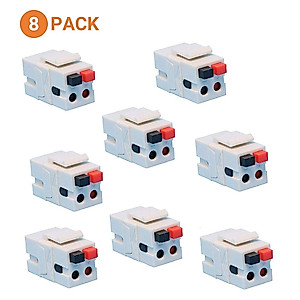 DIYTECH Speaker Keystone Jack – Spring Loaded Speaker Jack for Keystone Wall Plate, Female to Female, for Home Theater Wall Plates - White (8 Pack)
