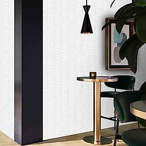 INNO STICKERS Contact Paper Peel and Stick Backsplash Wallpaper for Kitchen Bathroom Countertop Removable Vinyl Long Hexagon Geometric Temporary Wallpaper White Decor Wallpaper 17.1"x118"
