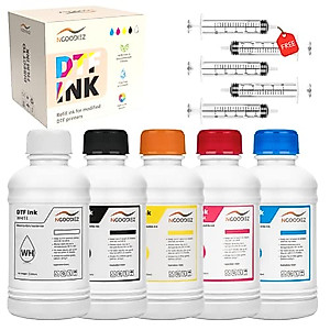 NGOODIEZ DTF Ink Refill for DTF Printer Conversion Kit Direct to Film Printing on T-Shirt (5x250 ml)