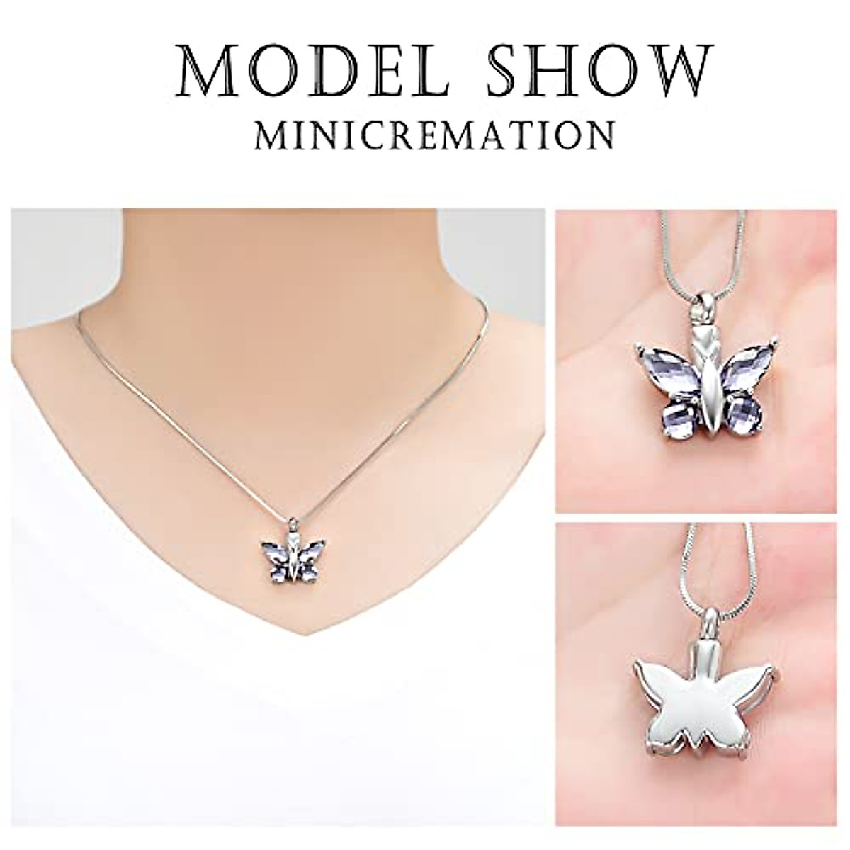 Butterfly Cremation Necklace for Ashes Memorial Keepsake for Beloved's Ashes Cremation Jewelry for Ashes Urn Pendants for Human Ashes Adult (Purple)