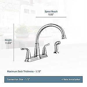 MOEN Brecklyn 2-Handle Standard Kitchen Faucet with Side Sprayer in Chrome