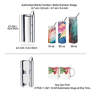 Easydiy 110 V Portable Tumbler Heat Press Machine Pink Mug Machine for 30 OZ 20 OZ 16 OZ Straight Sublimation Blanks Skinny Tumbler 15 OZ 11 OZ Sublimation Ceramic Mugs DIY Heat Transfer Print