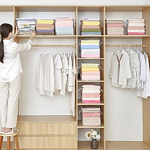 Remittur 10 PCS Clear Zippered Storage Bags with Handles,Sweater Storage with Two-Way Zipper,Foldable Closet Organizer Bed Sheet Organizer,Cube Plastic Storage Organizer,Bag,Bin for Clothes,Towel