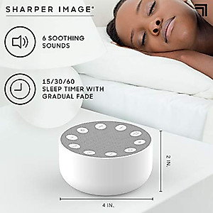 SHARPER IMAGE Sleep Therapy White Noise Machine, Soothing Nature Sounds for Baby Kid Adult, Portable Relaxation Wellness Meditation and Naps, Peaceful Rest Sleep Aid, Holiday Gift