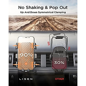 LISEN Car Phone Holder Air Vent Mount Stable 4 Clamp Arms Hands Free Vent Cell Phone Holder Mount for Car Easy Use Phone Holder Car Mount Air Vent with Auto Lock Metal Hook for iPhone All Phones