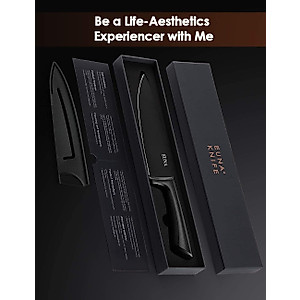 EUNA kitchen knife 8 inches Integrated with sheath & gift box Chef's knife Durable, ultra-sharp cutlery knife with ergonomic handle for culinary cutting. Cutting meat vegetables