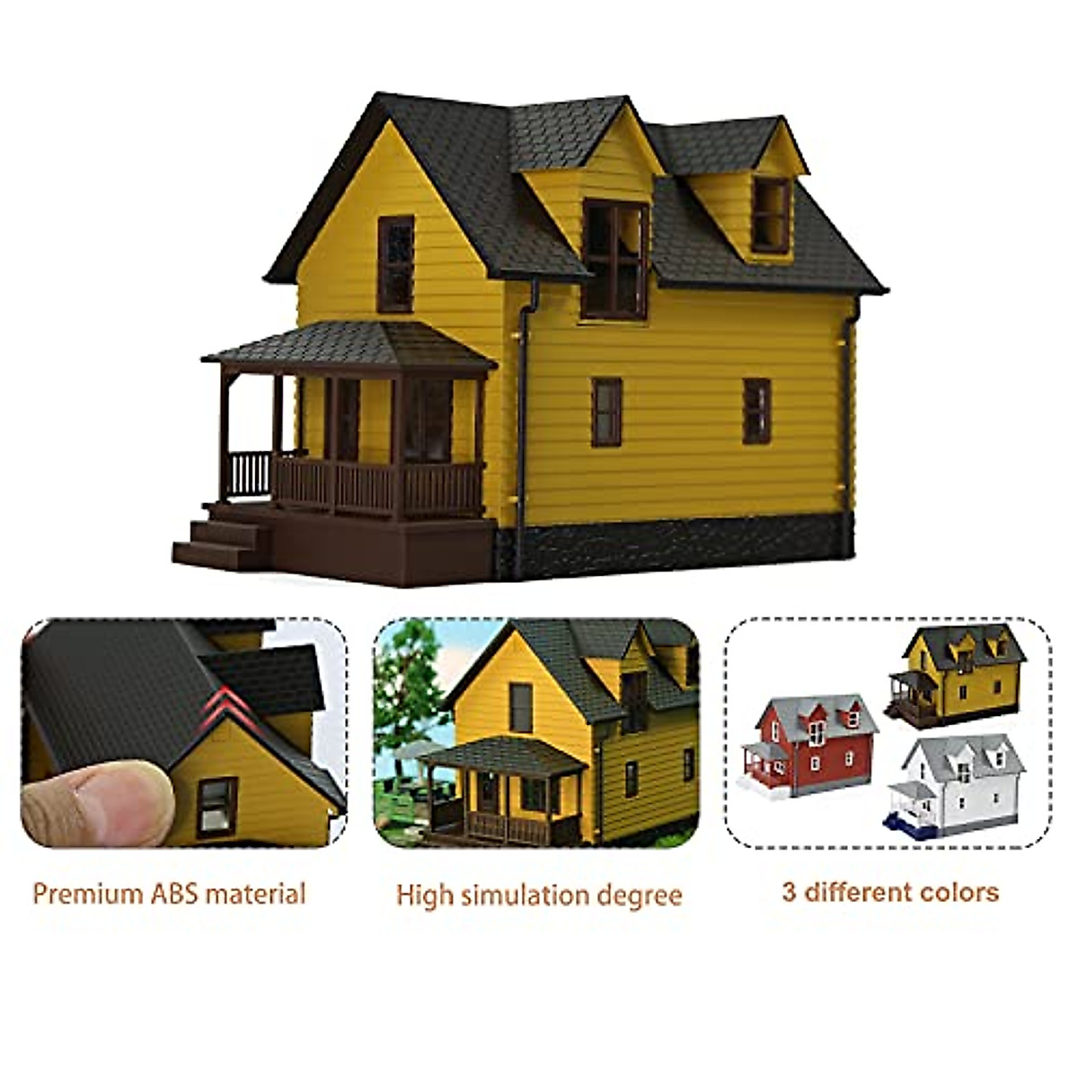 N Scale Model Building 1:160 Residential Modern House Assembled Architectural for Model Train Layout Diorama JZN01 (Yellow)