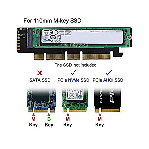 Cablecc NGFF M.2 M-Key NVME AHCI SSD to PCI-E 3.0 16x 4X Adapter for 110mm 80mm SSD