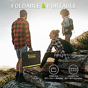 PAXCESS RM120 120 Watt 18 Volt Portable Outdoor Folding Solar Panel with Type C USB Output and Kickstand for RV Camping Solar Power Generator Station