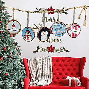 ATDAWN Natural Wood Slices with Holes, 30 Pcs Unfinished Wooden Circles, Craft Wood kit, Christmas Ornaments DIY Crafts (2.4"-2.8")