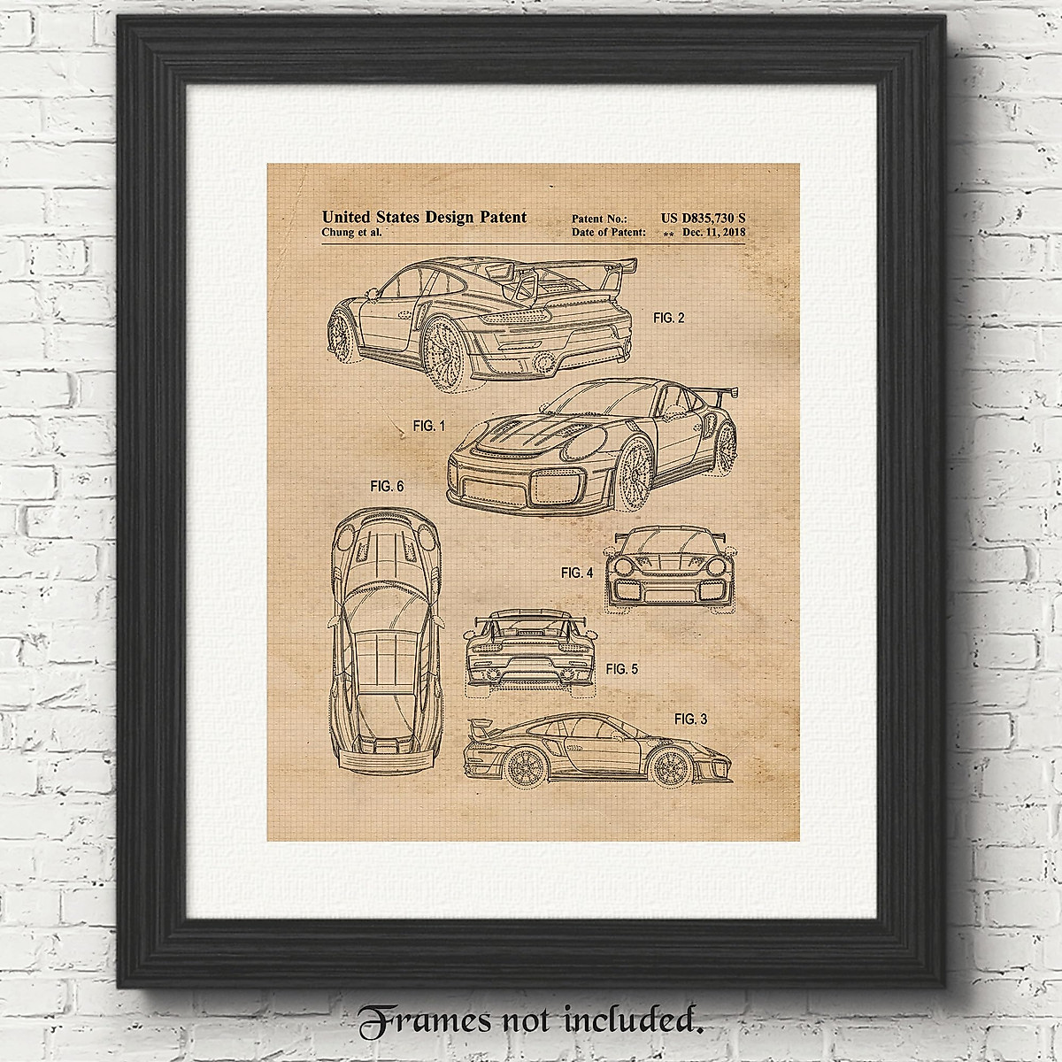 Classic GT2 RS Auto Patent Prints, 1 (11x14) Unframed Photos, Wall Art Decor Gift for Home Office Porsche Work Garage Man Cave College Engineer Student Teacher Coach F1 LeMans Team Racing Champs Fans