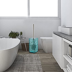 Acrylic Bathroom Accessories Set, 5 Piece Teal Blue Bathroom Vanity Accessory Set with Toothbrush Holder Tumbler Soap Dispenser Soap Dish Toilet Brush Set, Elegant Bathroom Decor and Gift Set