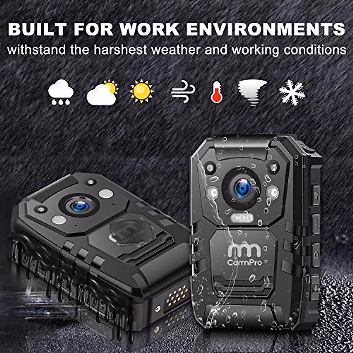1296P HD Police Body Camera,64G Memory,CammPro I826 Premium Portable Body Camera,Waterproof Body-Worn Camera,Night Vision,GPS for Law Enforcement Recorder,Security Guards,Personal Use1