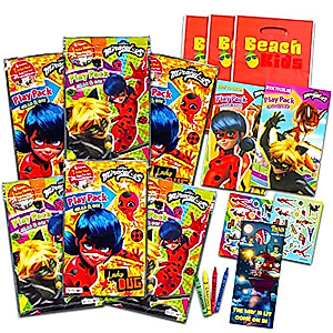Zagtoon Miraculous Ladybug Party Favors Set - Bundle with 6 Miraculous Ladybug Grab n Go Play Packs with Coloring Pages, Stickers and More (Miraculous Ladybug Party Supplies)