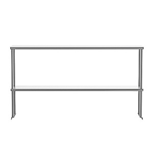 BizChair Commercial Grade 430 Stainless Steel 18 Gauge NSF Certified 60" x 12" Metal Kitchen Double Overshelf