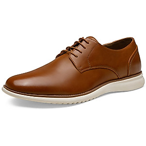 Jousen Men's Brown Dress Shoes Formal Lace Up Casual Dress Shoes for Men Oxfords Shoes (AMY733 Yellow Brown 10)