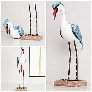 EVINIS 2pcs Wooden Seagull Figurine, Sea Bird Statue Ornaments Mediterranean Style for Coastal Beach Garden Room Office Decoration (HN2P)