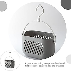 Angoily Hanging Shower Caddy Plastic Hanging Shower Caddy Basket Portable Kitchen Organizer Storage Basket with Hook for Home Grey