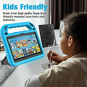 LEDNICEKER Kids Case for All-New Fire HD 8 & Plus 2020 & 2022- Lightweight Shockproof Handle with Stand Kid-Proof Case for Amazon Fire HD 8 inch Tablets (2022/2020 Release) - Blue