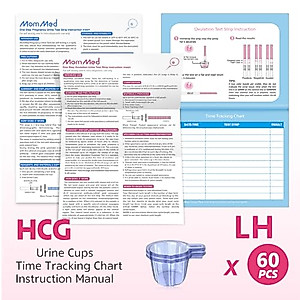 MomMed Ovulation Test Strips (LH60) with 60 Collection Cups, Reliable LH Surge Predictor OPK Kit, Accurately Track Ovulation Test, High Sensitivity Result for Women Home Testing