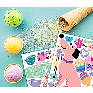 Dog Wall Decals for Girls - Cupcake Cute Pink Decor Stickers for Kids - Wall Decor Stickers for Kids - Baby Decals Dog [>45 Art Baby Bedroom clings]